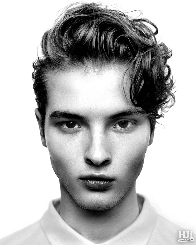 Side-swept curly quiff