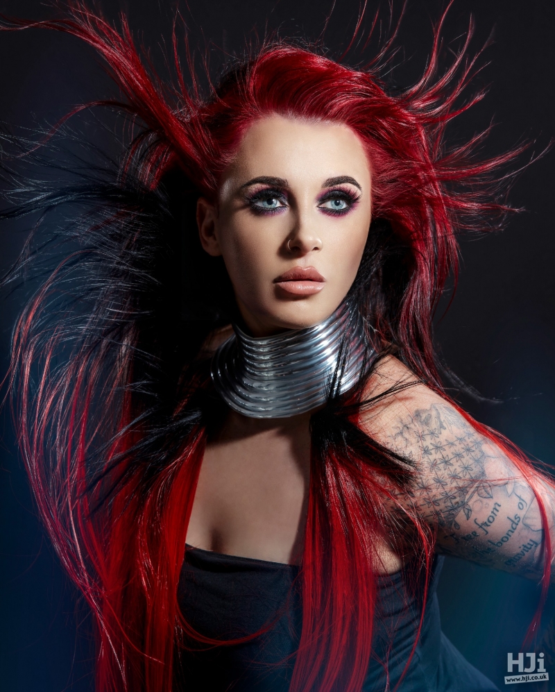 Long deep red straight hair