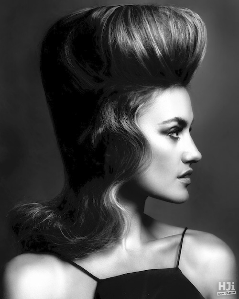 Beehive half updo