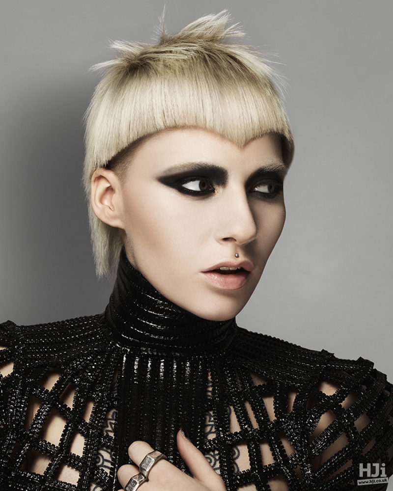 Creative pointed blonde fringe