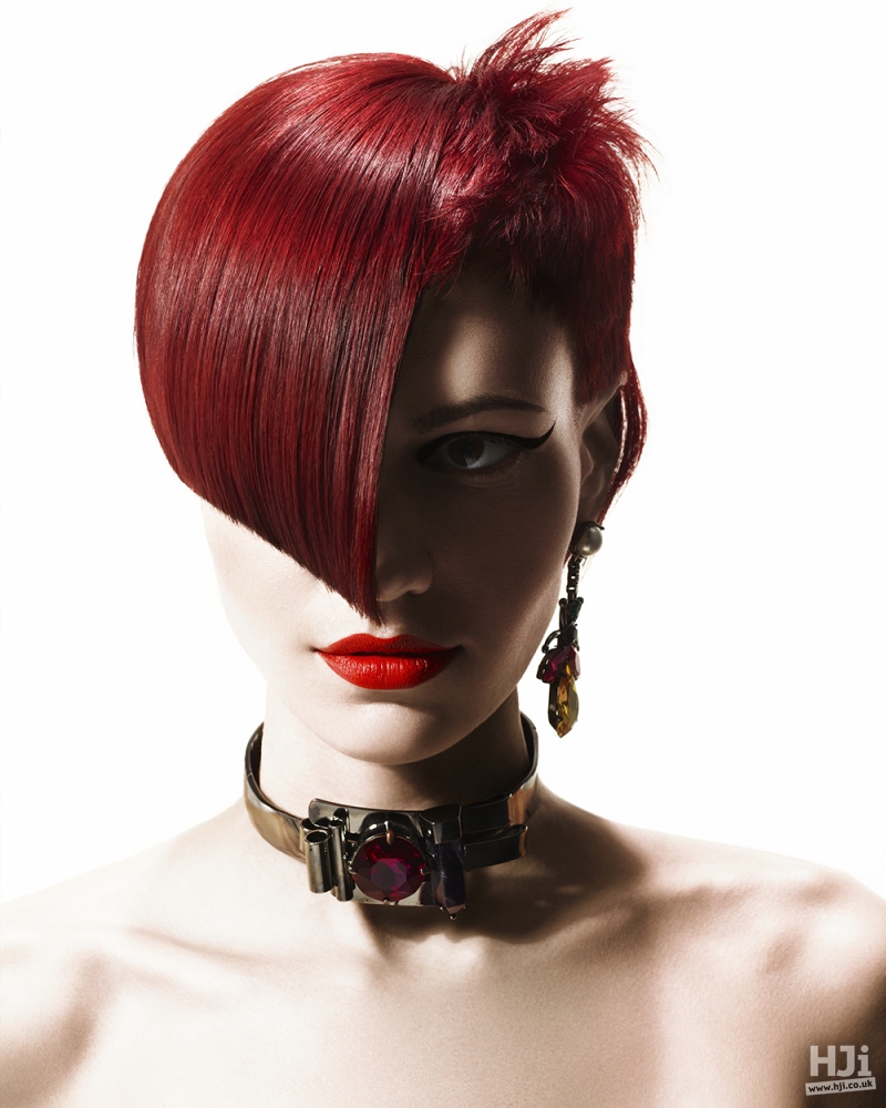 Red fringe with cropped sides