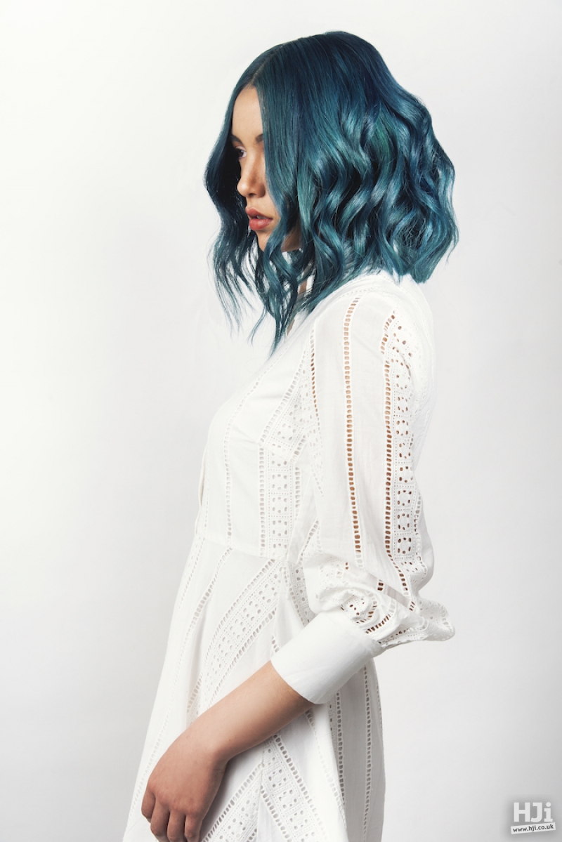 Pastel blue highlights with waves