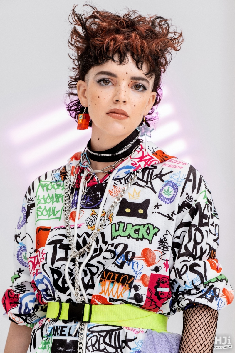 Curly mullet haircut