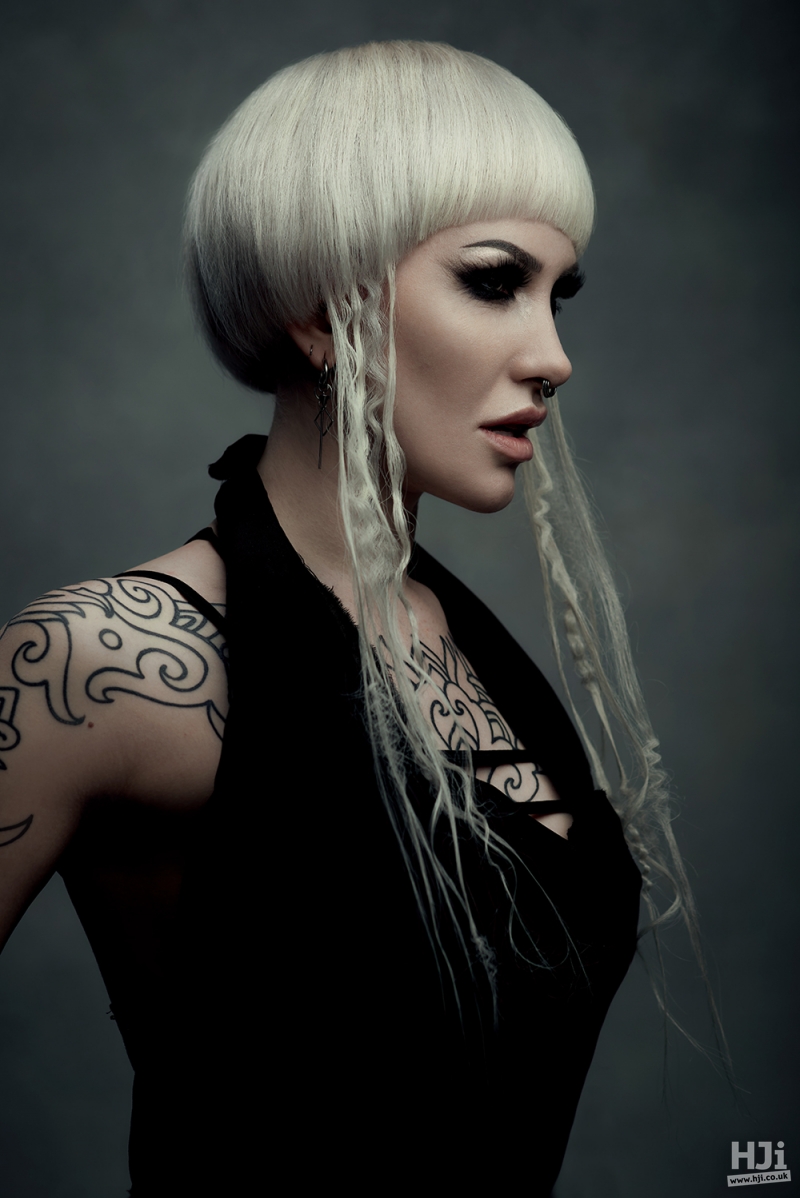Sharp cut blonde sleek bob