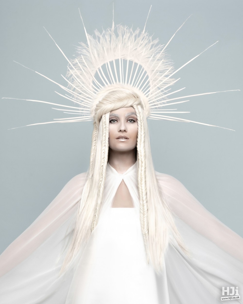 Intricate blonde geometric hair art