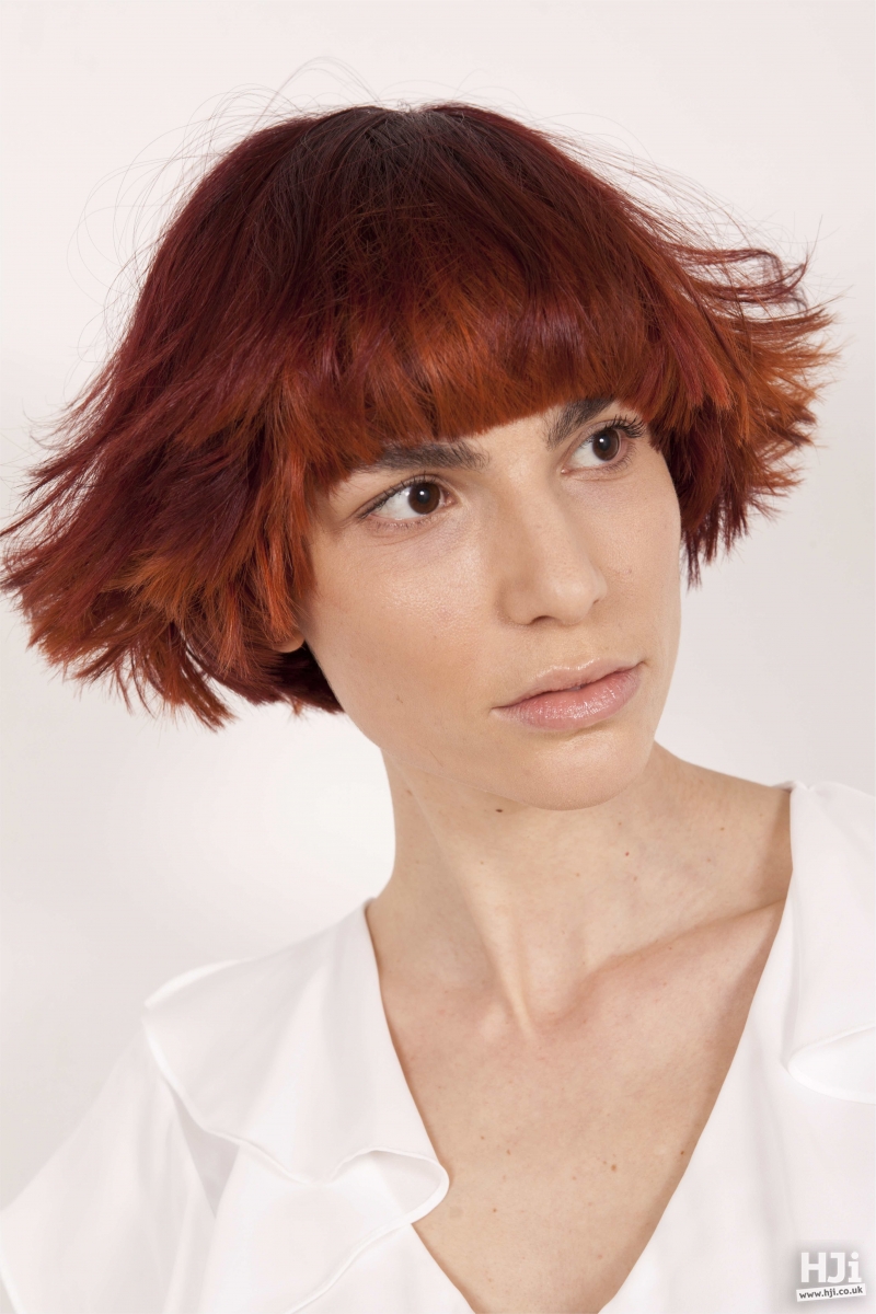 2017 short messy textured bob hairstyle with blue grey colour