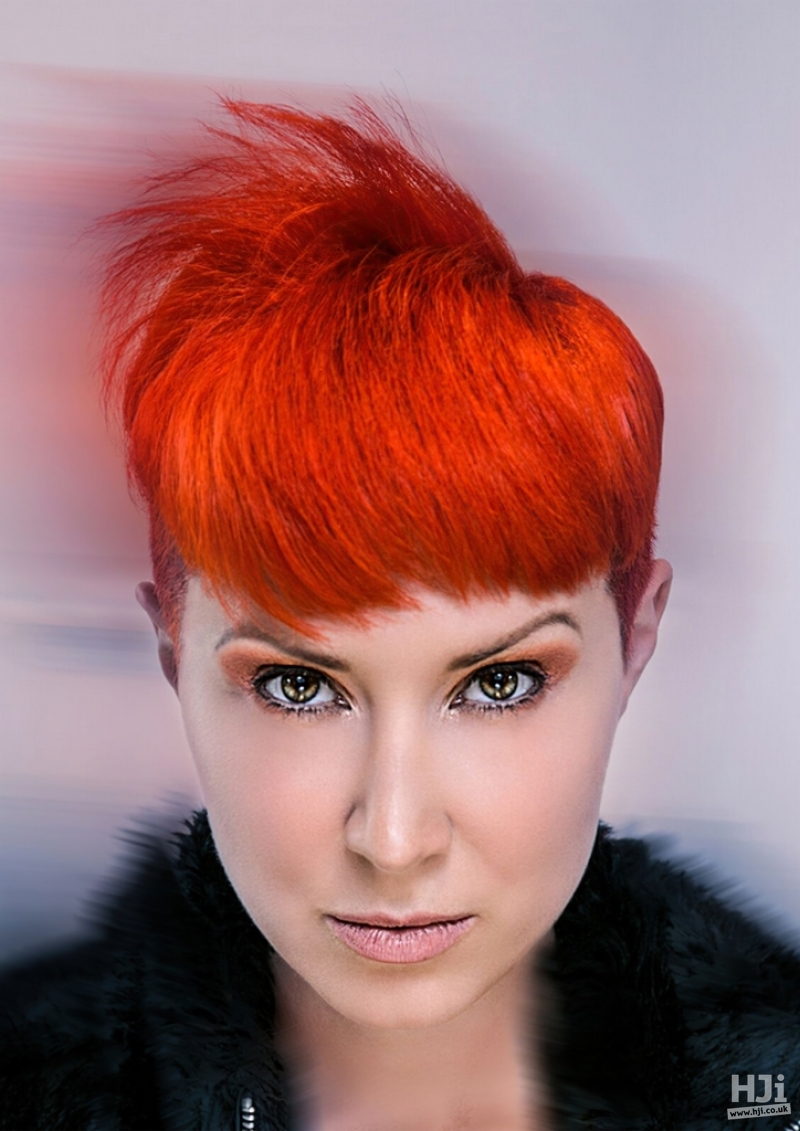 Short bright red crop with creative volume