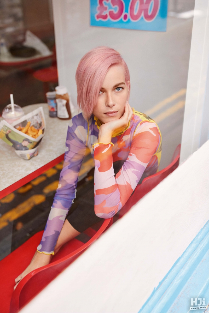 Pink colour with side parting