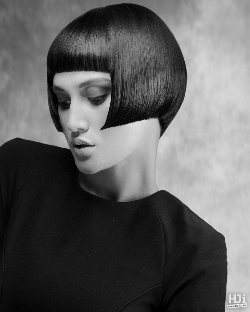 Neatly cut black bob