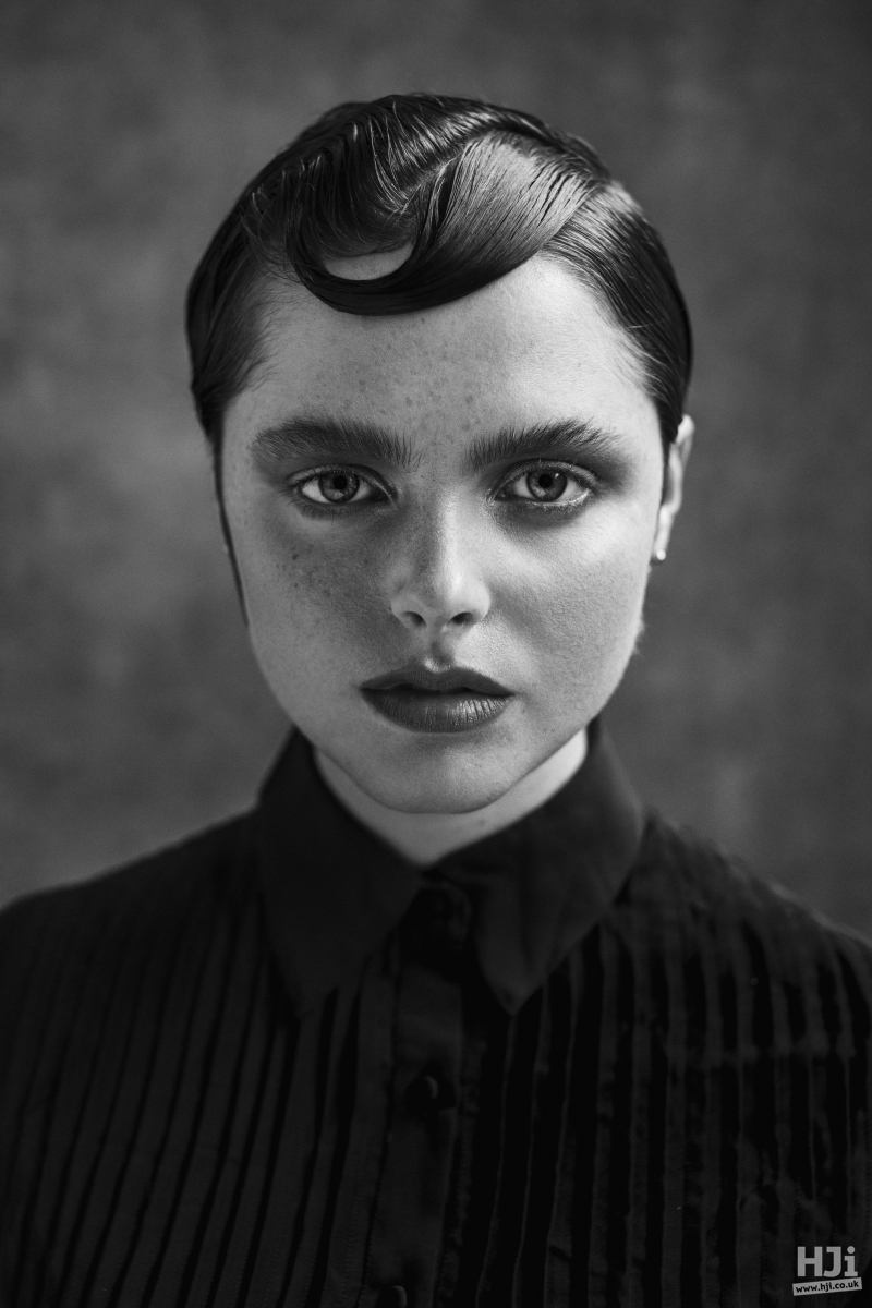 sleek brunette crop with quiff