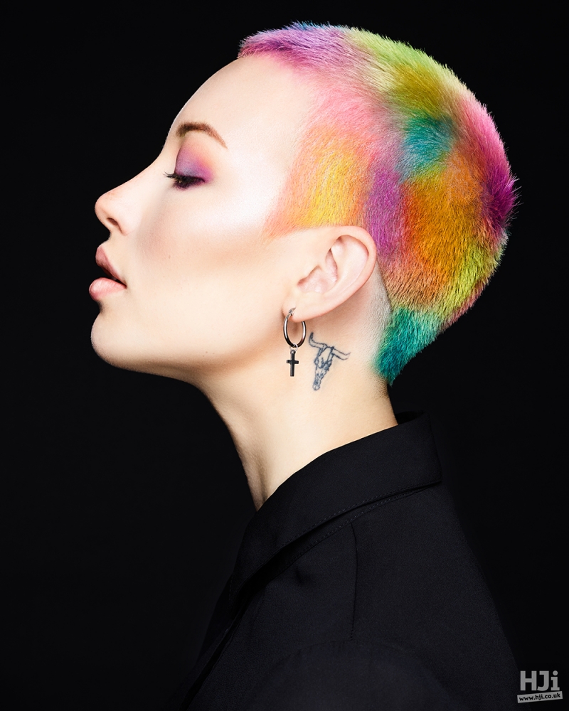 Multi-coloured buzzcut