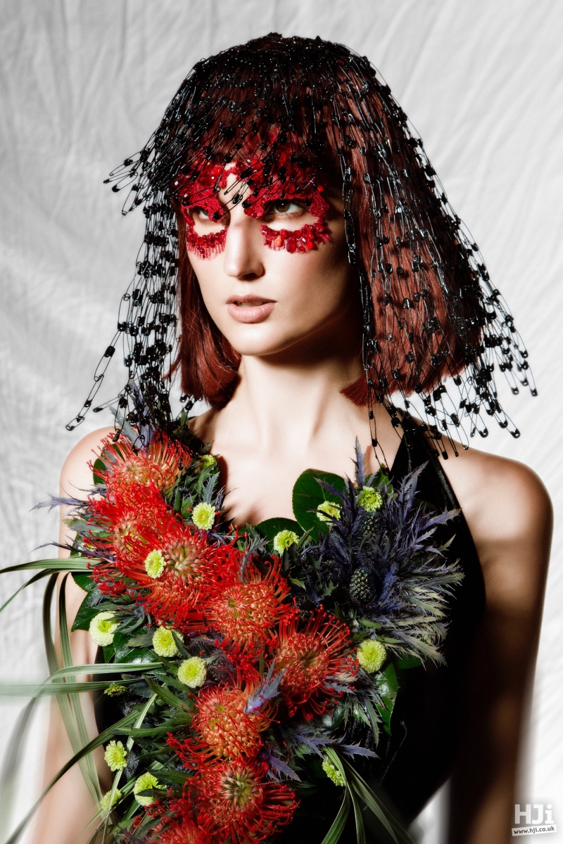 Red bob hairstyle with fringe