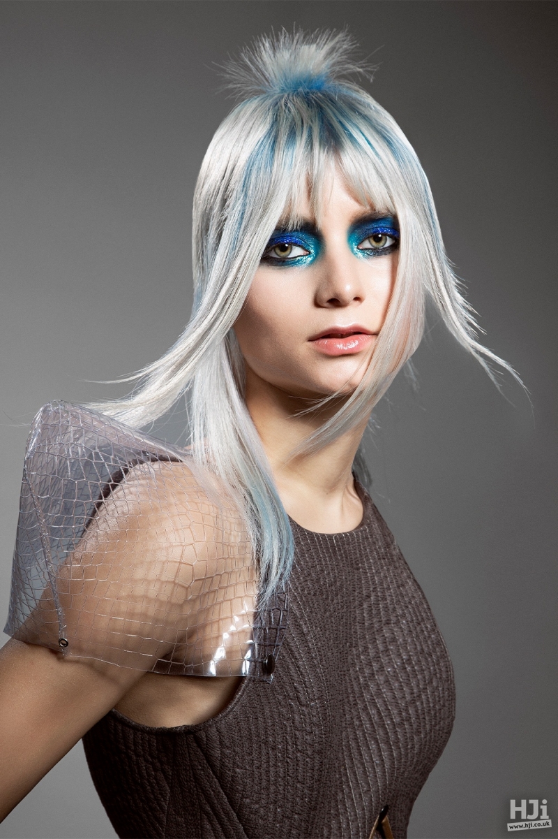 light blue layered style with fringe